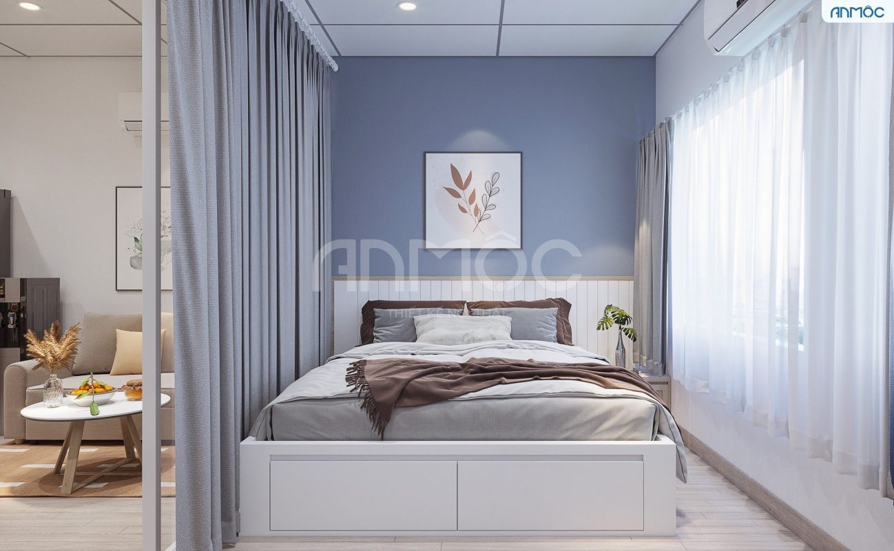 Thiết kế nội thất phòng ngủ căn hộ Studio tiện nghi, thanh lịch
